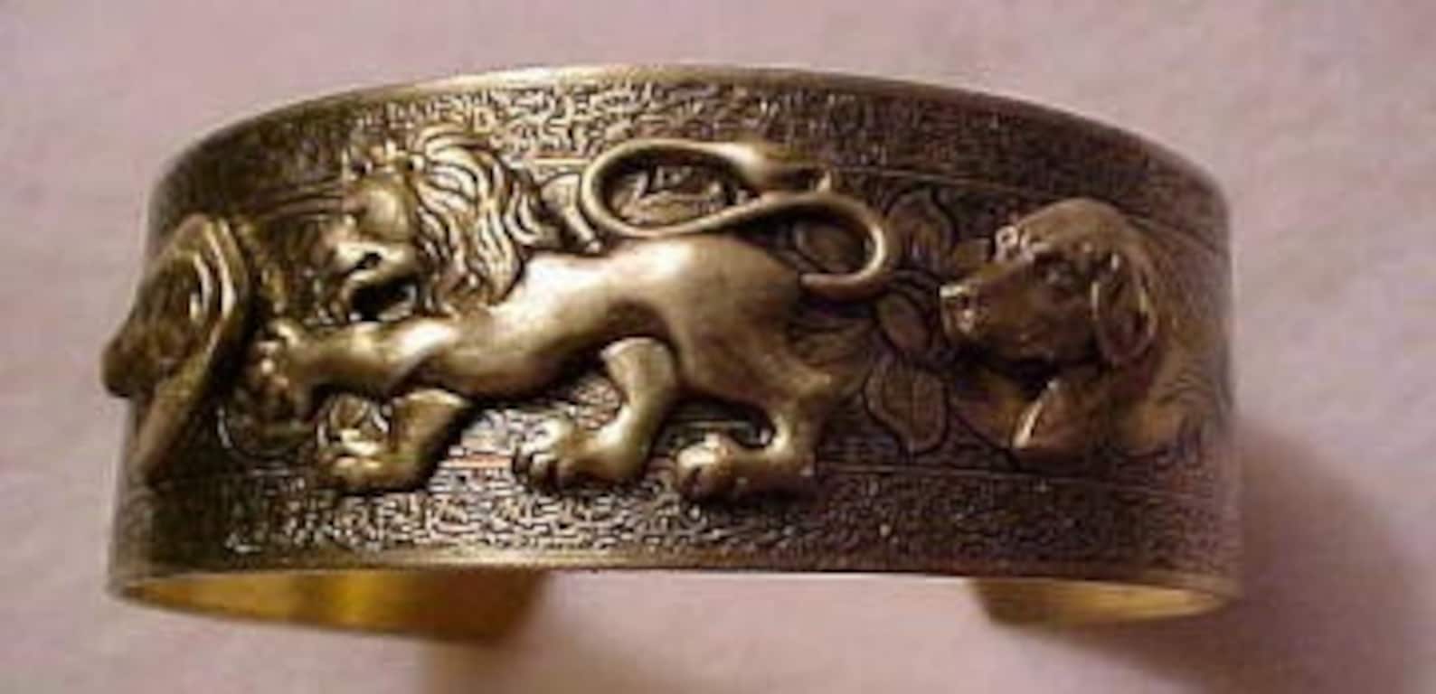 Rhodesian Ridgeback Cuff Bracelet & Lion. Vintage Style - Etsy