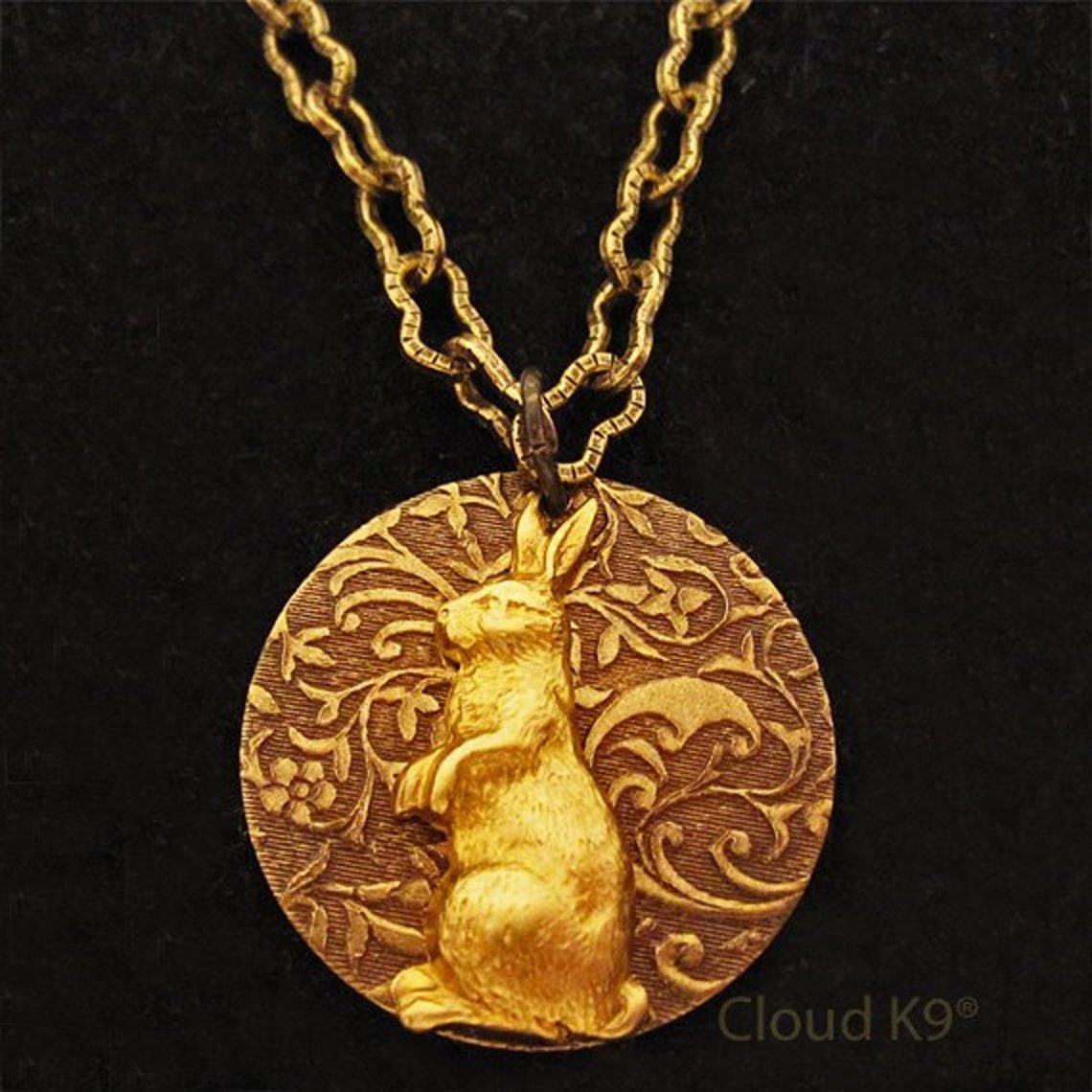 Bunny Rabbit Pendant Necklace. Easter Jewelry. Engravable - Etsy