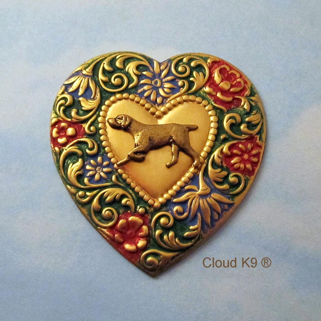 German Shorthaired Pointer Brooch. Heart Pin. Pointer Mom Jewelry. Dog ...