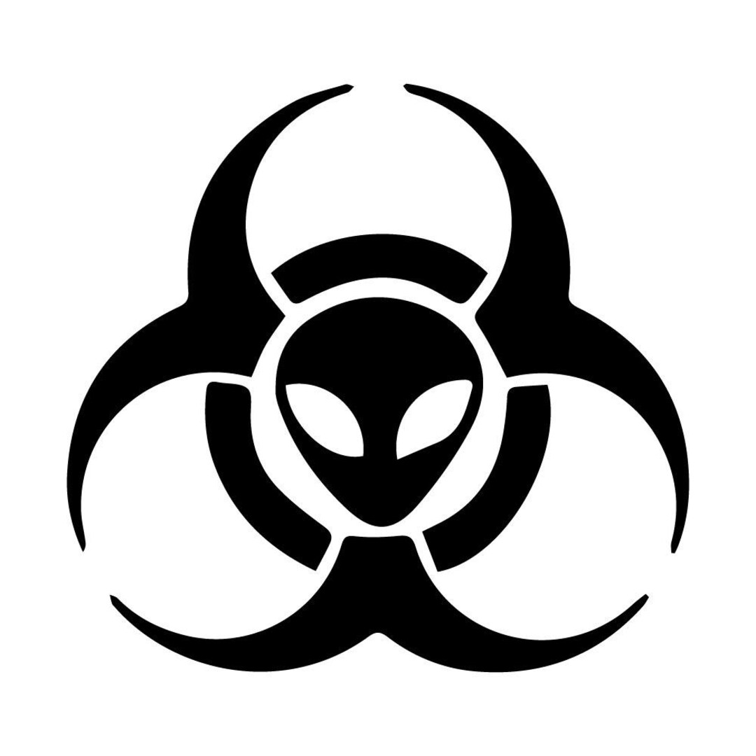 4 ALIEN BIOHAZARD Vinyl Decal Sticker Car Window Laptop UFO Bio Martian ...