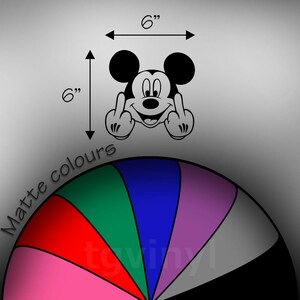 6 MICKEY RUDE Vinyl Decal Sticker Car Laptop Disney Funny Middle Finger ...