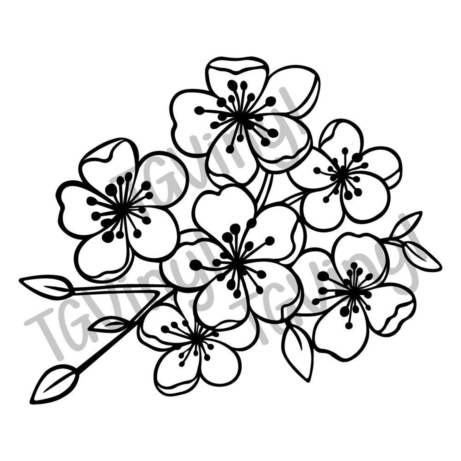 6 CHERRY BLOSSOM Vinyl Decal Sticker Car Laptop Pretty Flowers Japanese ...