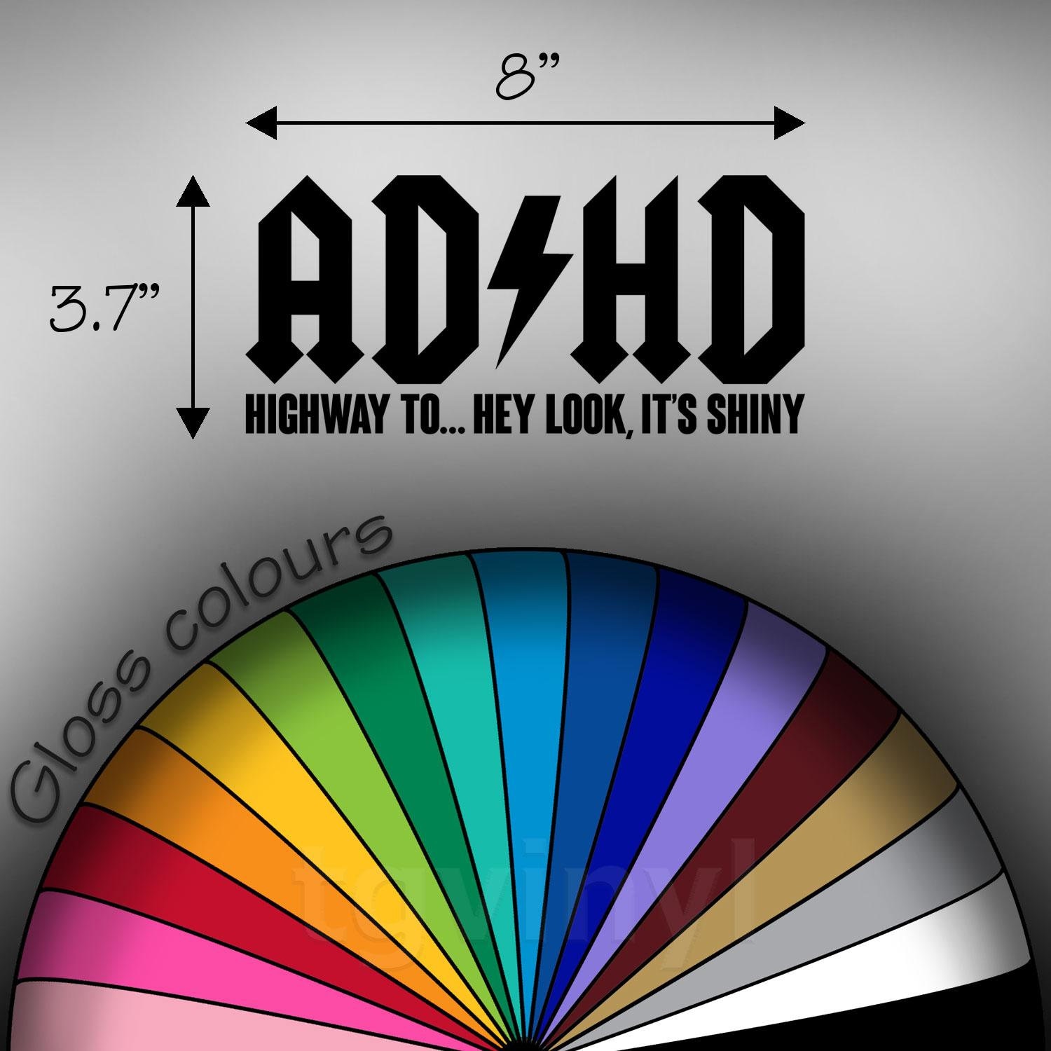 8 ADHD SHINY Vinyl Decal Sticker Car Window Laptop Funny Mental Health ...