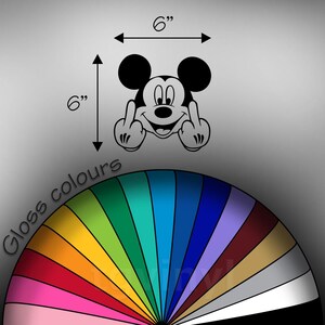 6 MICKEY RUDE Vinyl Decal Sticker Car Laptop Disney Funny Middle Finger ...
