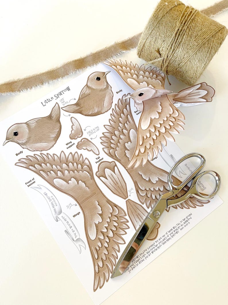 Sparrow Paper Bird Digital Download - Etsy