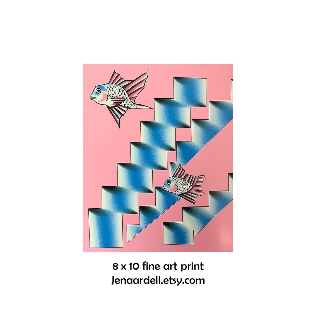 Fish Steps Retro Surrealism 8x10 Fine Art Print - Etsy