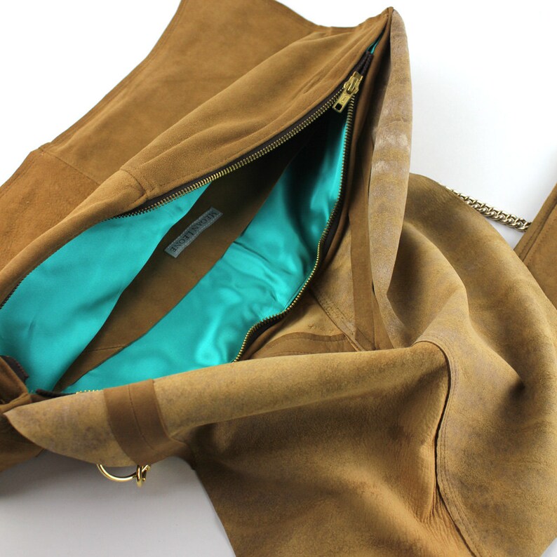 Chestnut Brown Suede Leather Jett Large Handbag Eco Made | Etsy