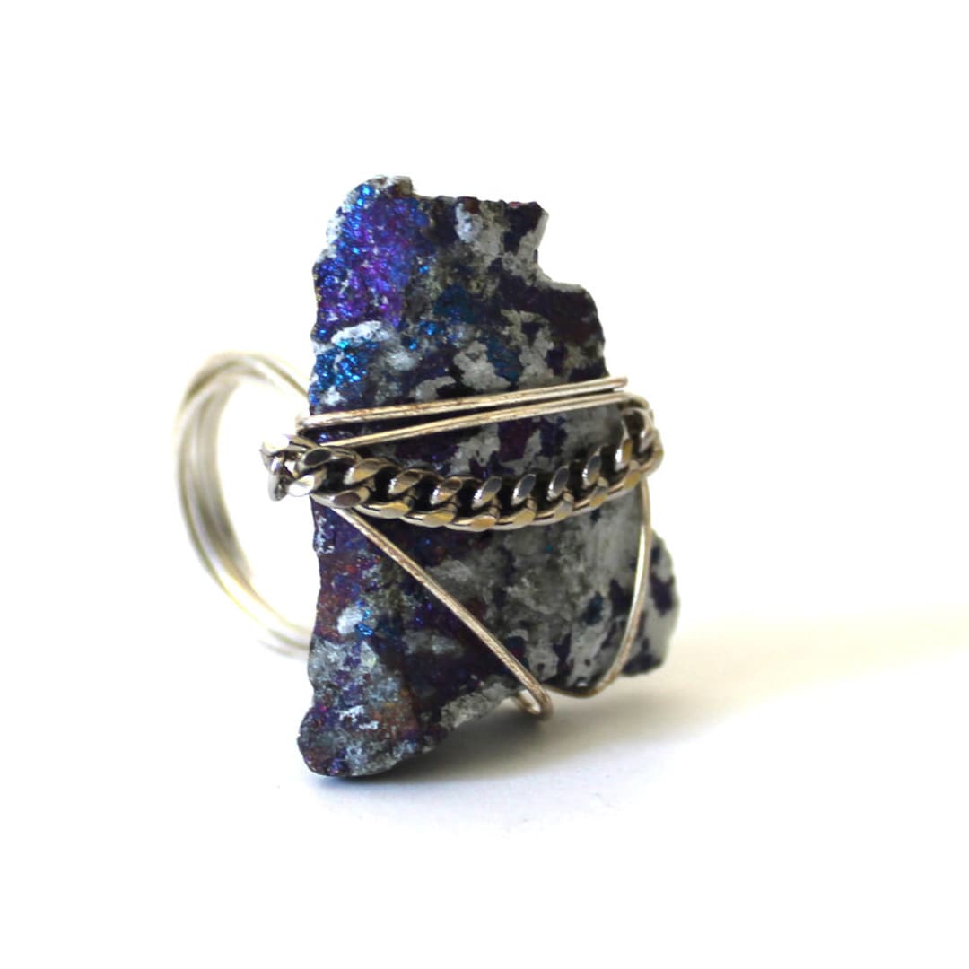 Electric Blue and Silver Ring That Rocks Size 6.5 - Etsy