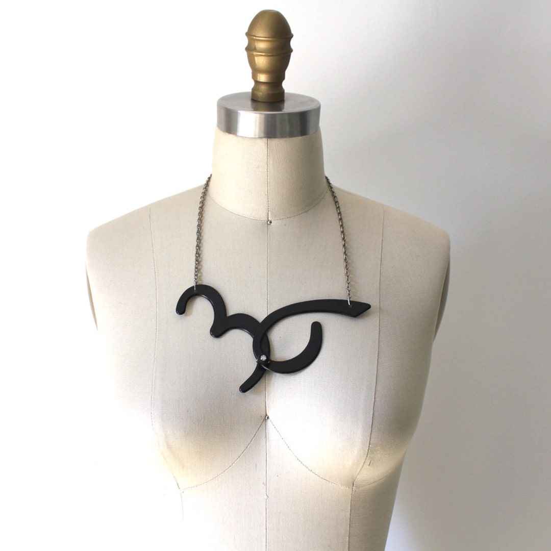 Number 36 Necklace Black With Rhinestone & Silver Chain / 36th Birthday ...