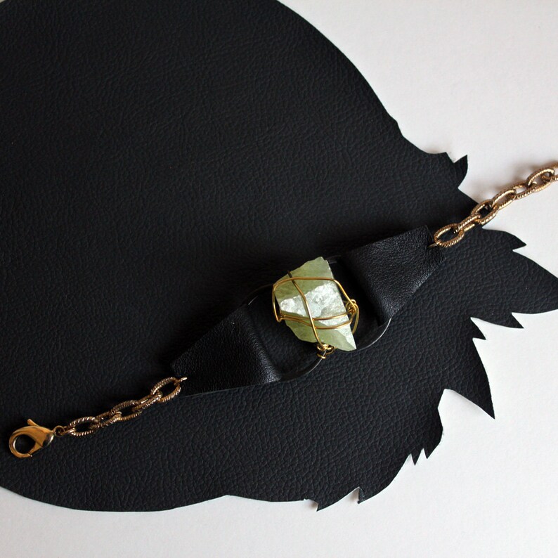 Green Translucent Stone & Leather Cherie Bracelet - Etsy