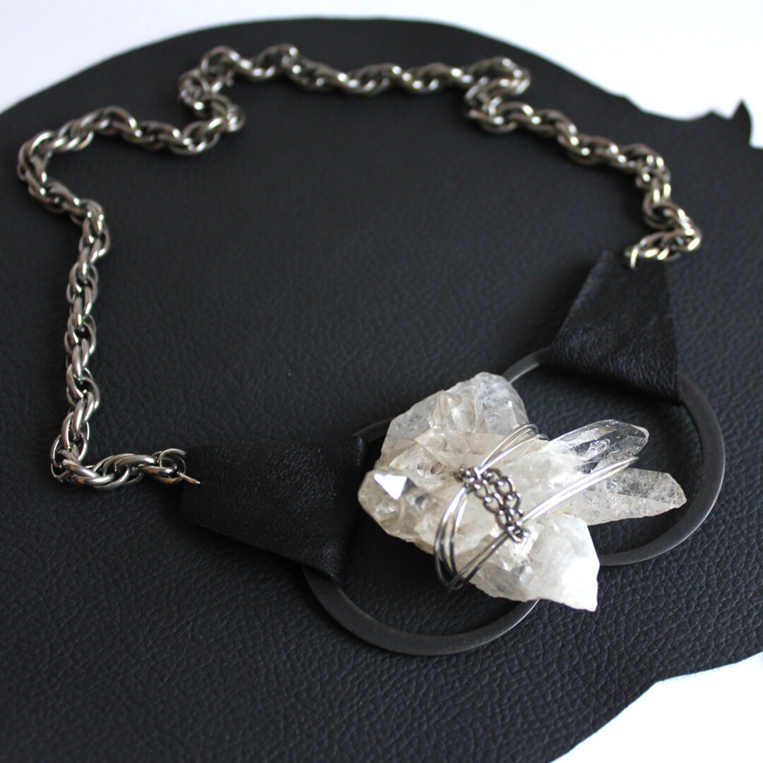 Raw Crystal Geode Lita Rock Handcuff Necklace - Etsy