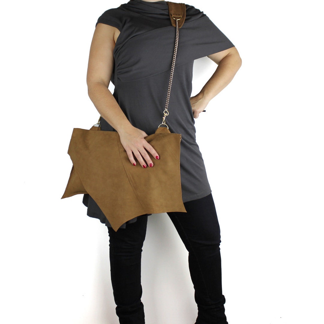 Chestnut Brown Suede Leather Jett Large Handbag - Eco Made From Re ...