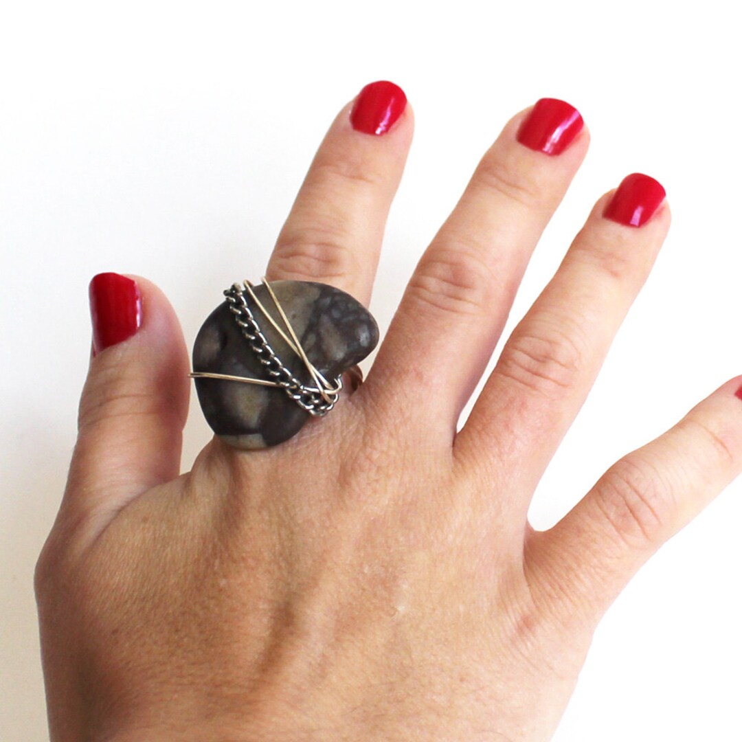 Marble Ring That Rocks Size 8 - Etsy