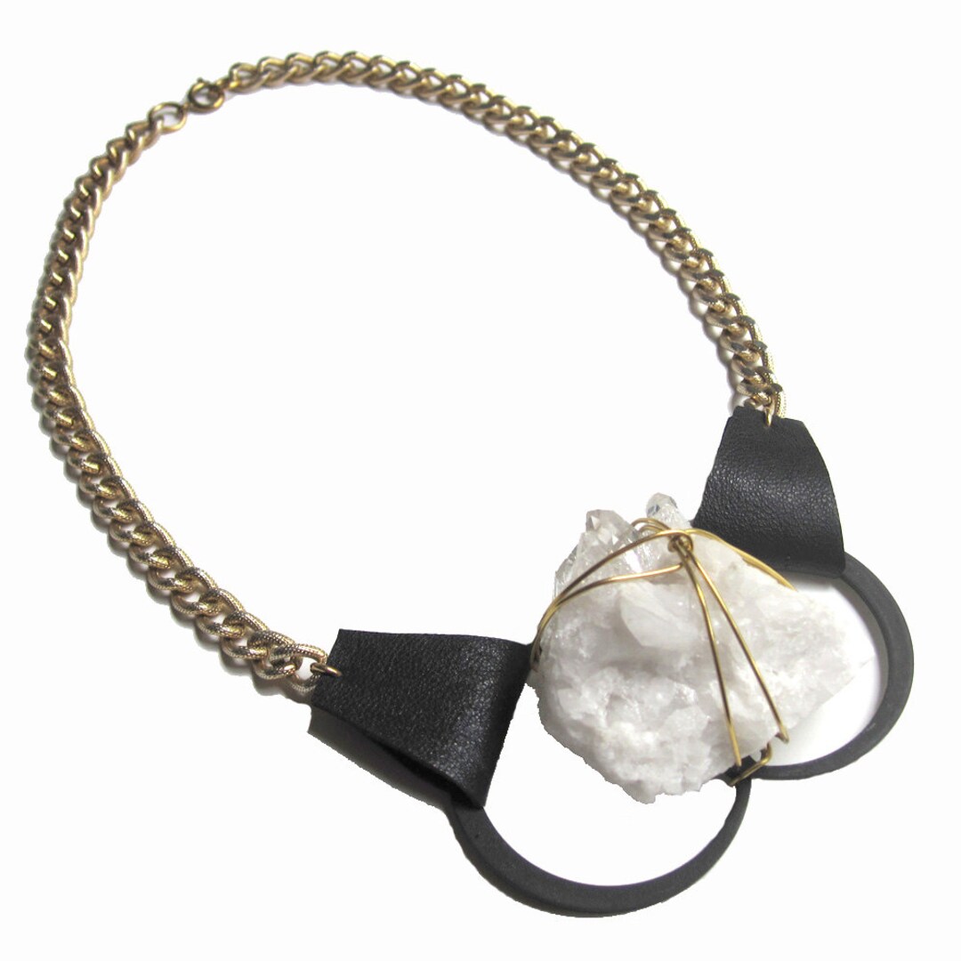 Raw Crystal White Geode Rock Necklace / Raw Apophyllite & Car Parts ...