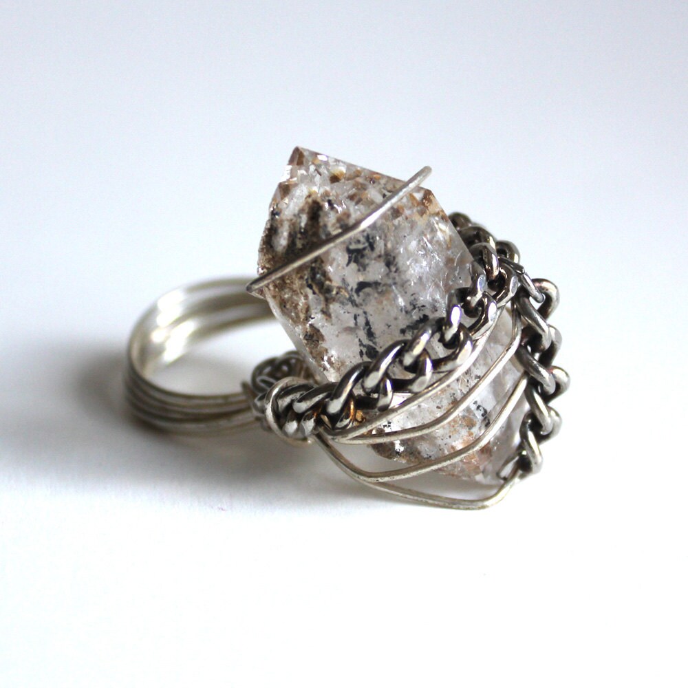 Herkimer Diamond in the Rough Ring That Rocks Size 6 - Etsy