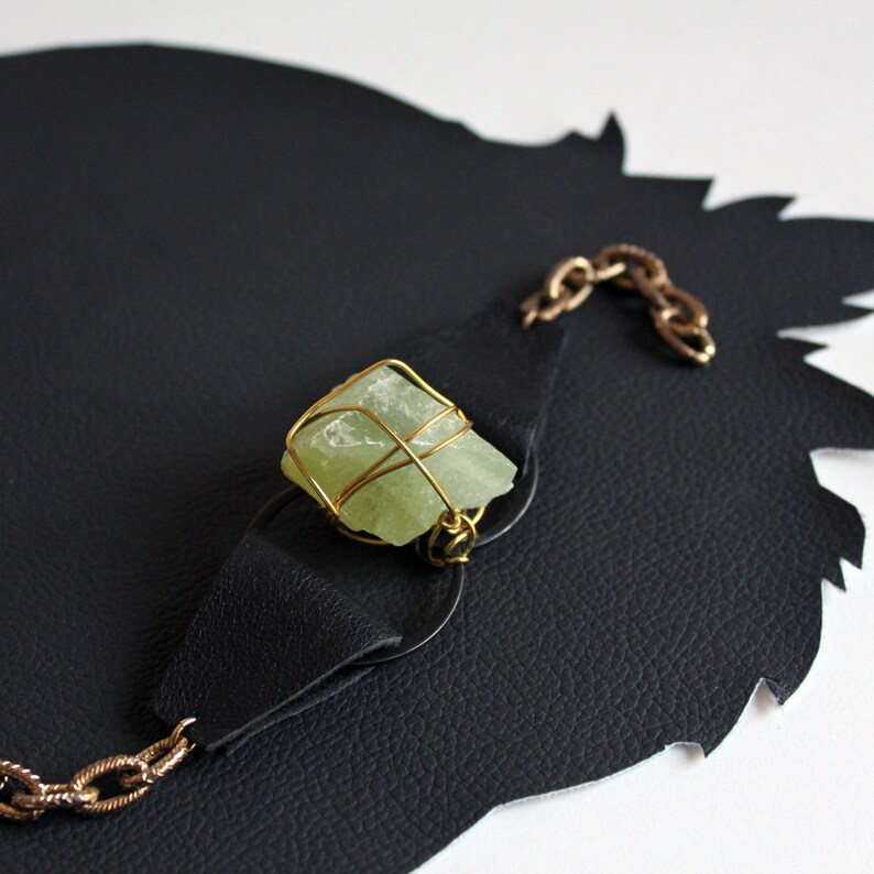 Green Translucent Stone & Leather Cherie Bracelet - Etsy