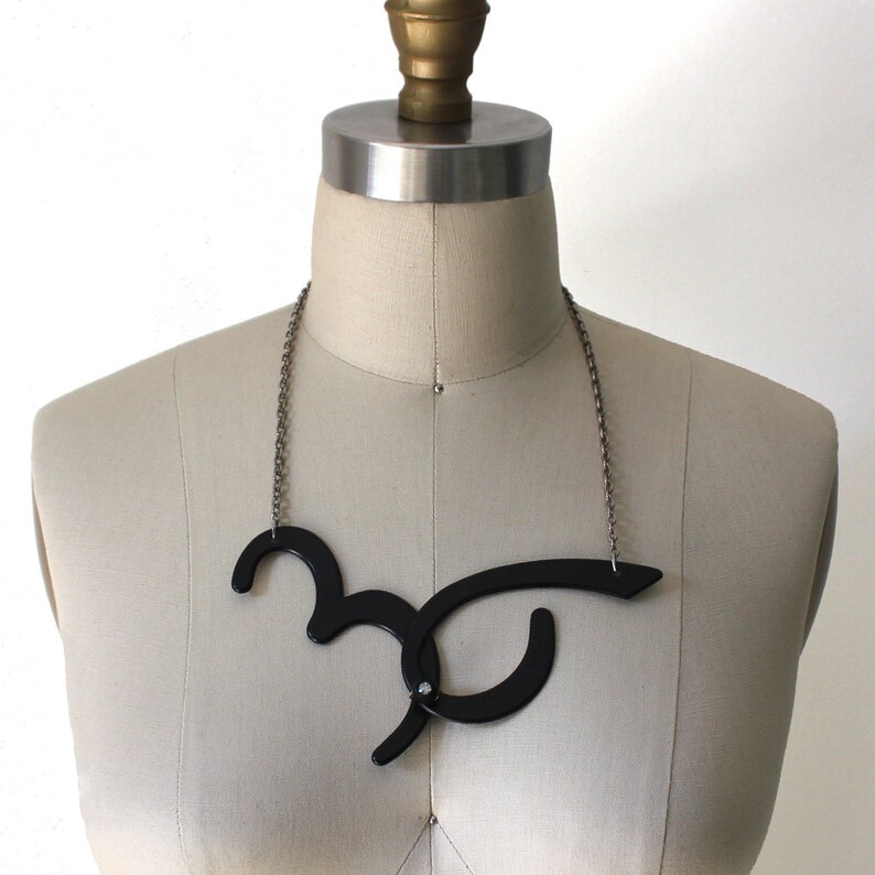 Number 36 Necklace Black With Rhinestone & Silver Chain / 36th - Etsy UK