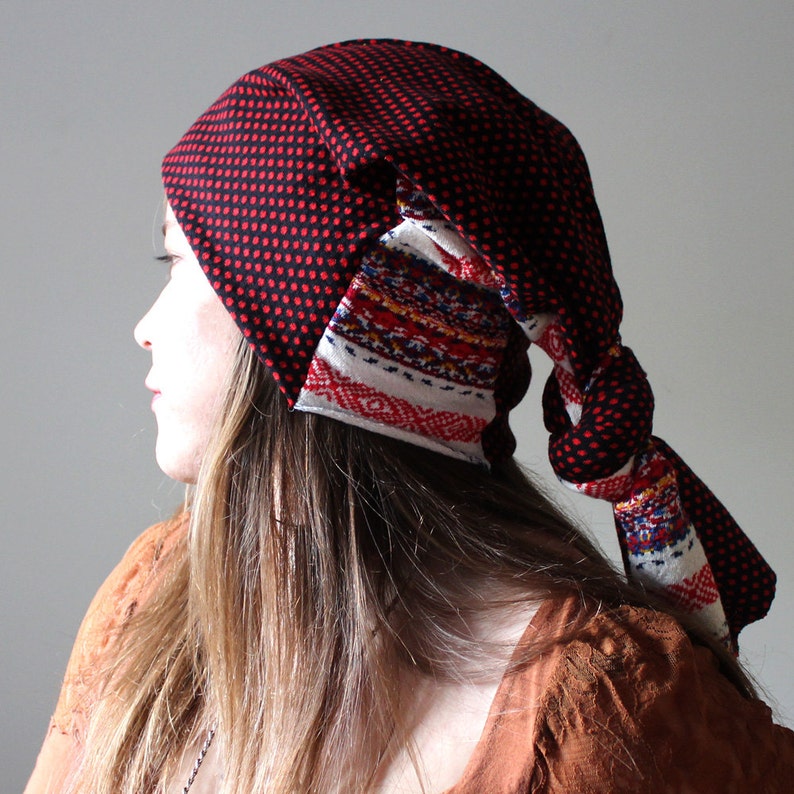 Red & Black Polka Dot and Striped Grunge Sock Hat - Etsy