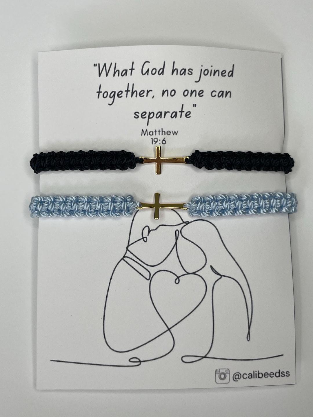 Christian Cross Couple Matching Bracelets With Magnetic Heart Gold ...