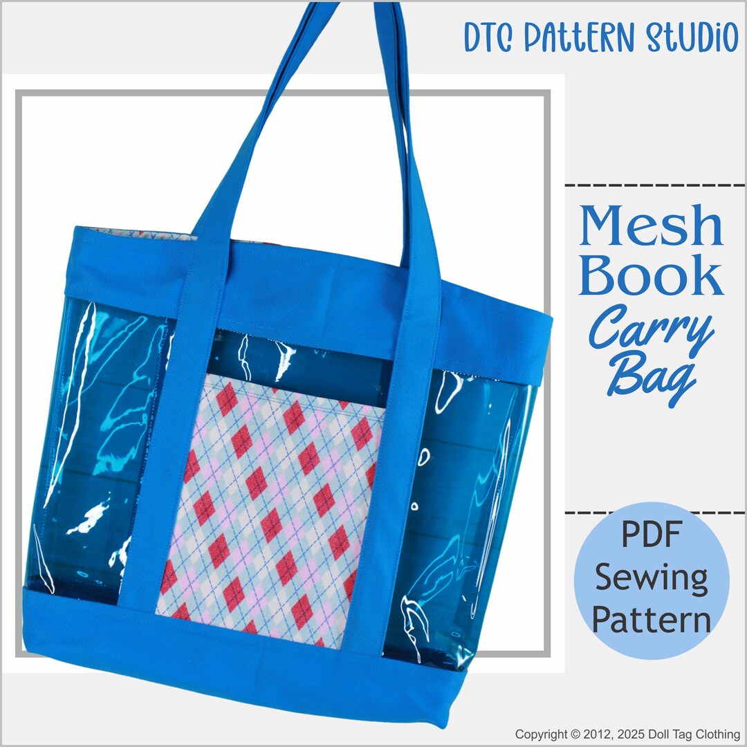 Mesh Book Carry Bag and Tote | PDF Sewing Pattern in Full-size | DIY ...