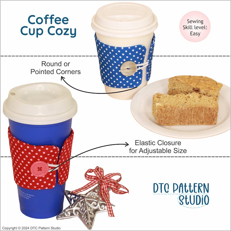 Coffee Cup Cozy | PDF Sewing Pattern in Life-size | Easy Beginner ...