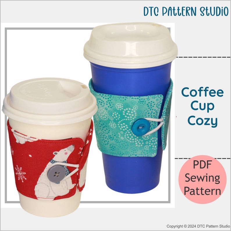 Coffee Cup Cozy | PDF Sewing Pattern in Life-size | Easy Beginner ...