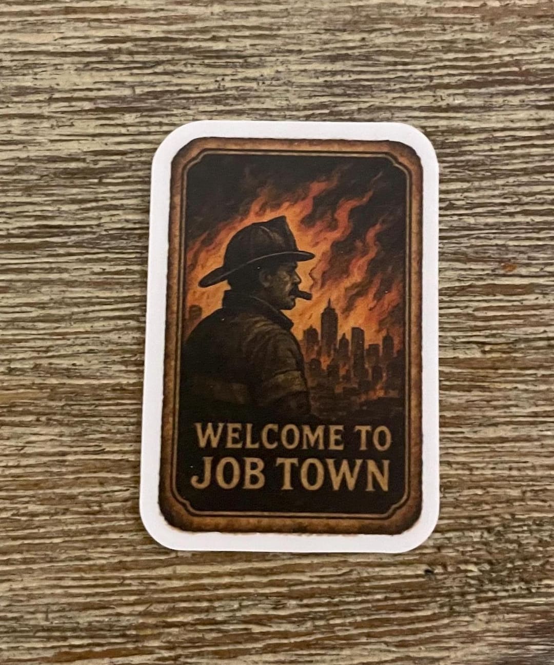 Welcome to Job Town Firefighter Sticker – Vintage Firehouse Style - Etsy