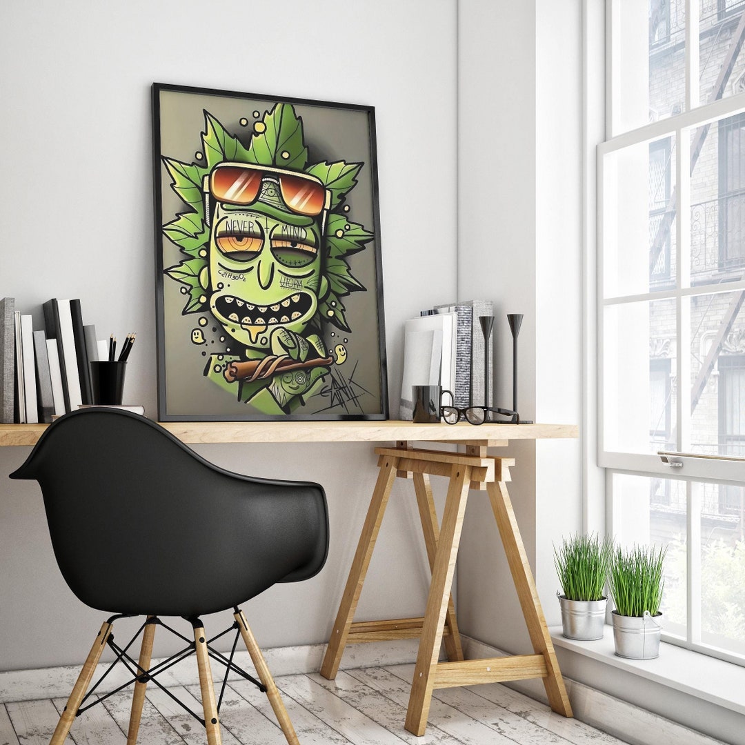 Stoner Rick Poster Funny Psychedelic Wall Art for Rick and Morty Stoner ...