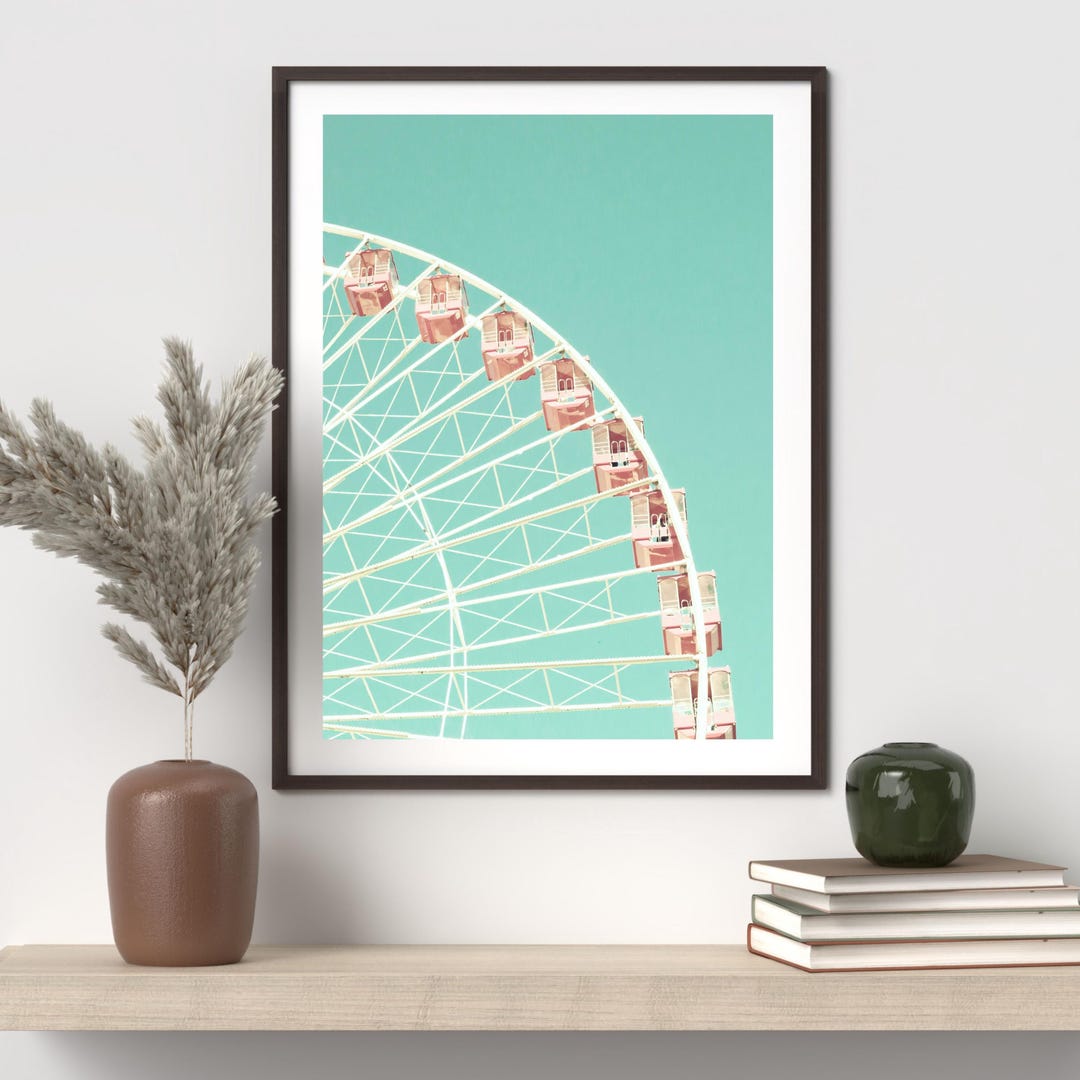 Ferris Wheel Poster, Pastel Photography, Retro Wall Art, Vintage ...