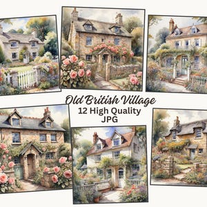 12 Jpg Old British Village Clipart, 12 High Quality Watercolor Jpgs ...