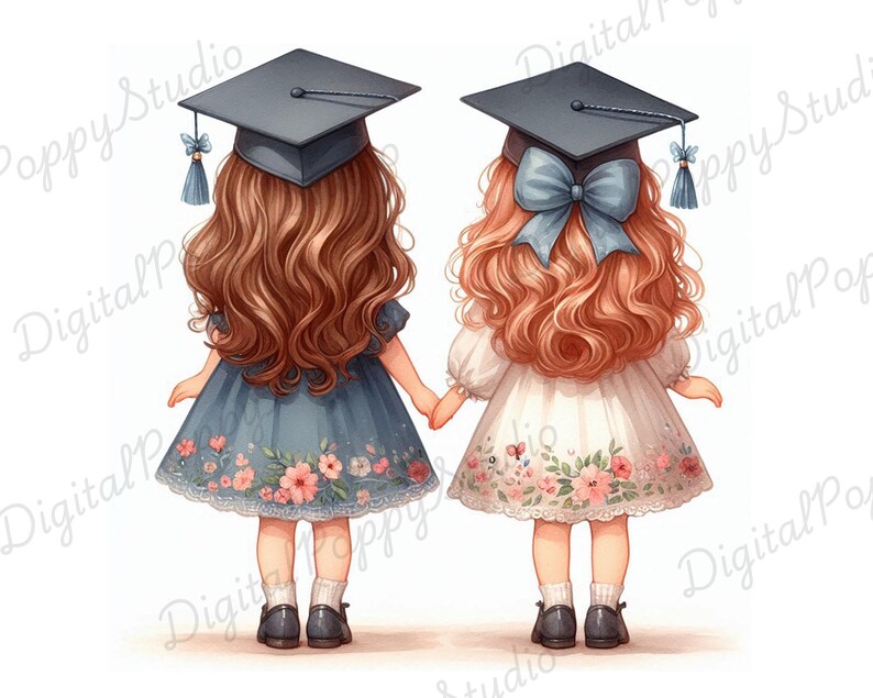 18 Watercolor Graduation Girls Clipart Bundle, Graduation Clipart ...