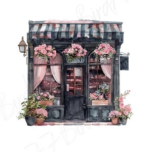 12 Watercolor Pink Flower Shop Collection Clipart, 12 PNG Flower Shop ...