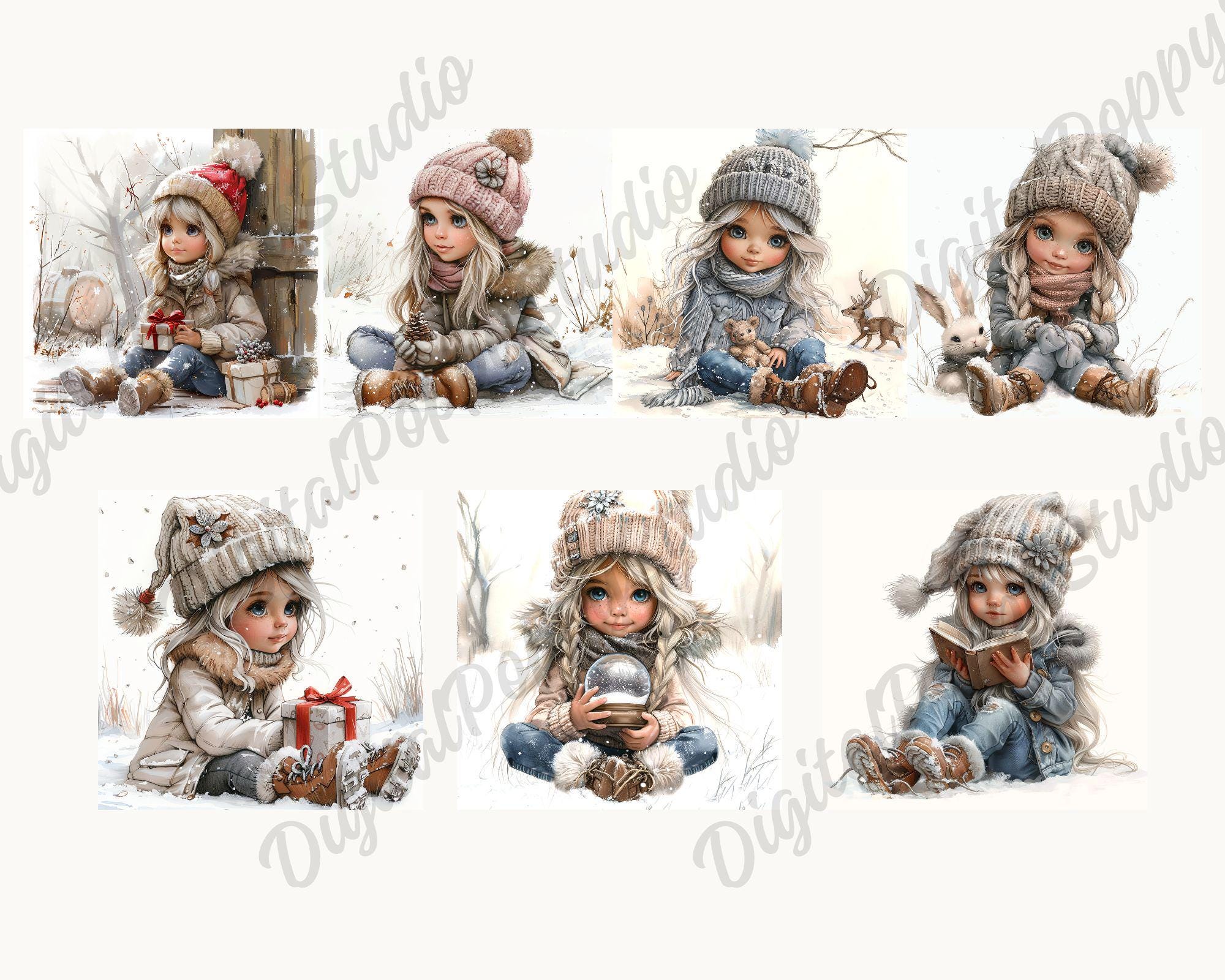 13 Adorable Winter Girl Clipart, Girl Clipart, Girl Portrait Png, Gilr ...