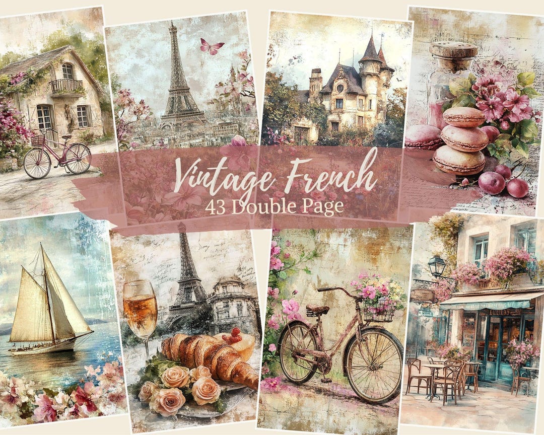 French Vintage Junk Journal Page , Vintage Journal Papers, French Junk ...