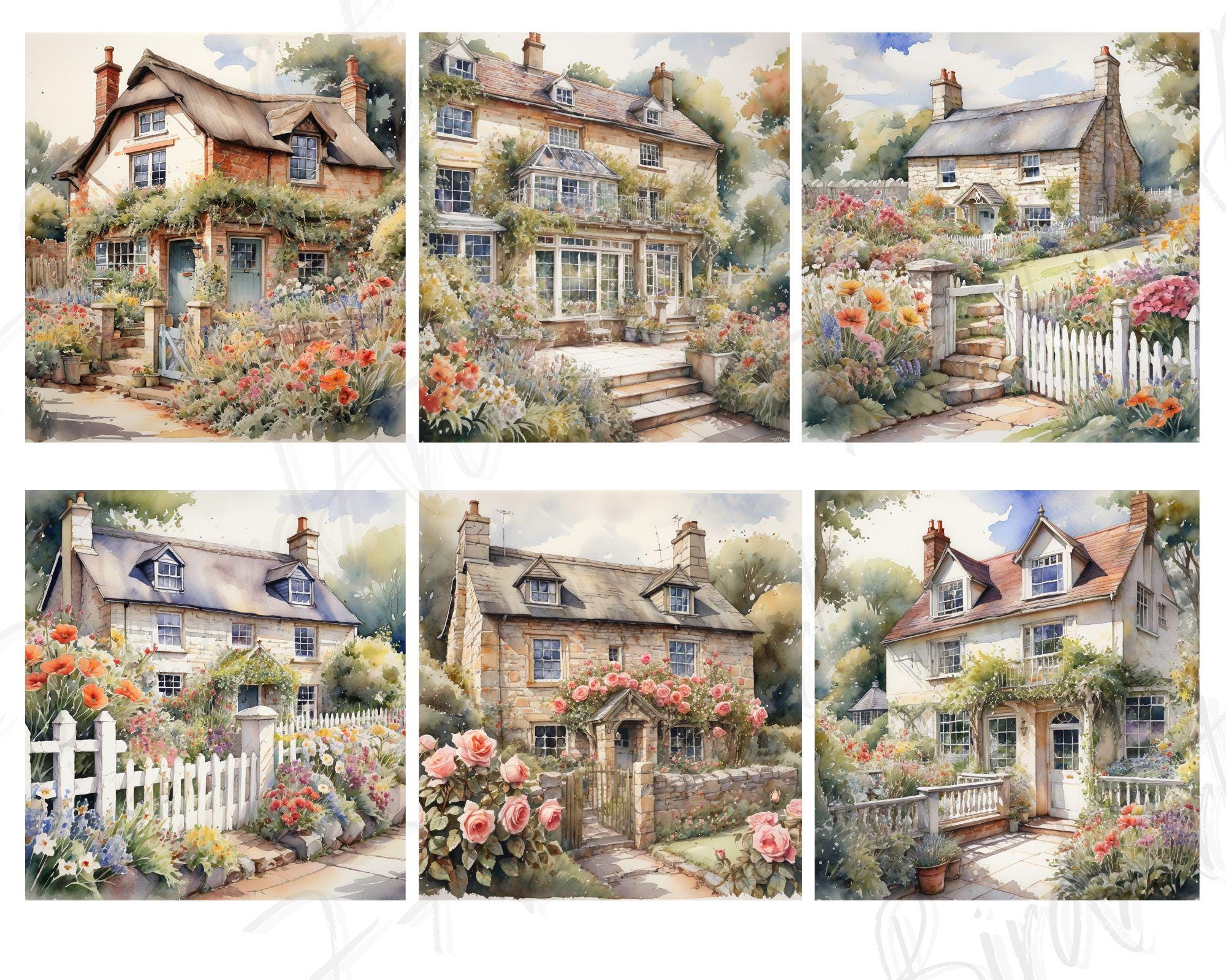 12 Jpg Old British Village Clipart, 12 High Quality Watercolor Jpgs ...