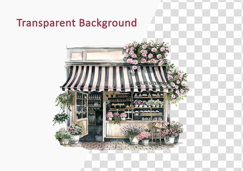 12 Watercolor Pink Flower Shop Collection Clipart, 12 PNG Flower Shop ...