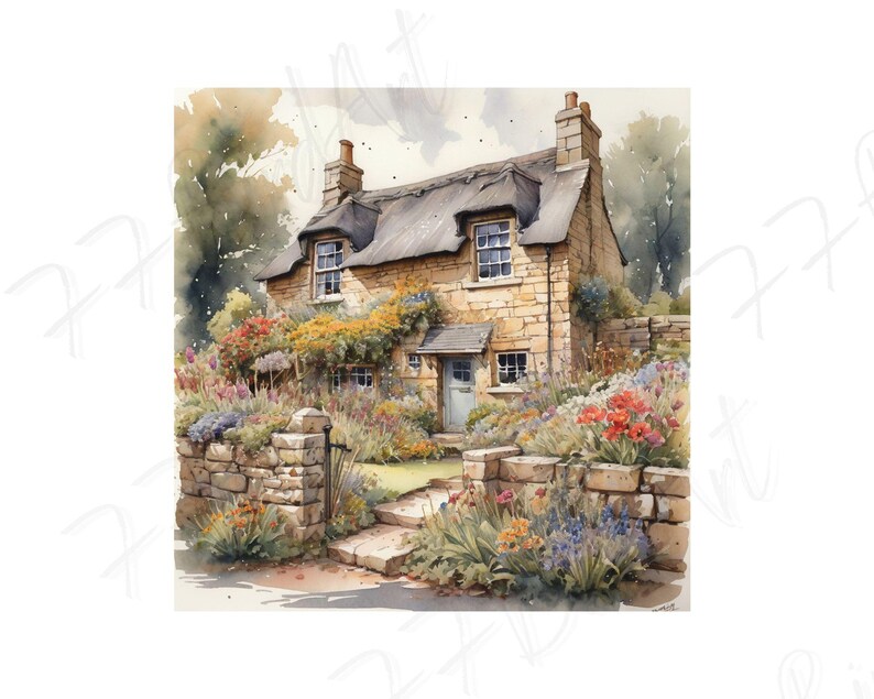 12 Jpg Old British Village Clipart, 12 High Quality Watercolor Jpgs ...