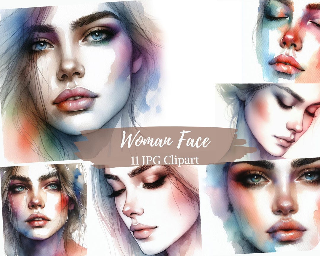 11 Woman Face Clipart , Woman Printable, Junk Journal Beautiful Face ...