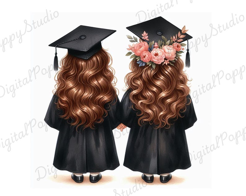18 Watercolor Graduation Girls Clipart Bundle, Graduation Clipart ...