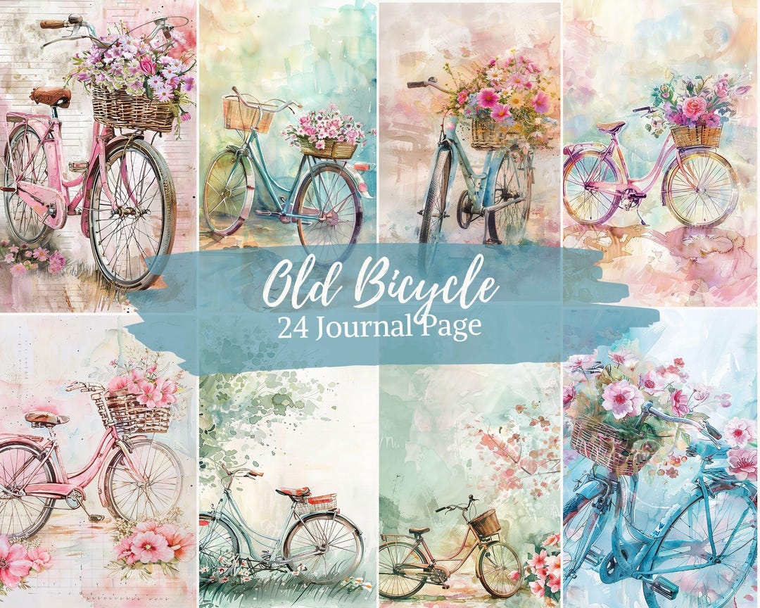 Old Bicycle Junk Journal Paper, Bicycle Journal Paper, Bike Junk ...