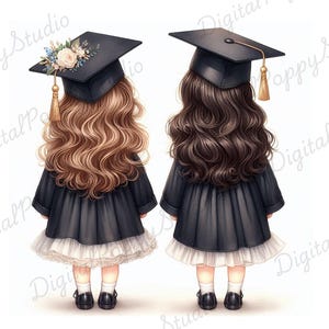 18 Watercolor Graduation Girls Clipart Bundle, Graduation Clipart ...