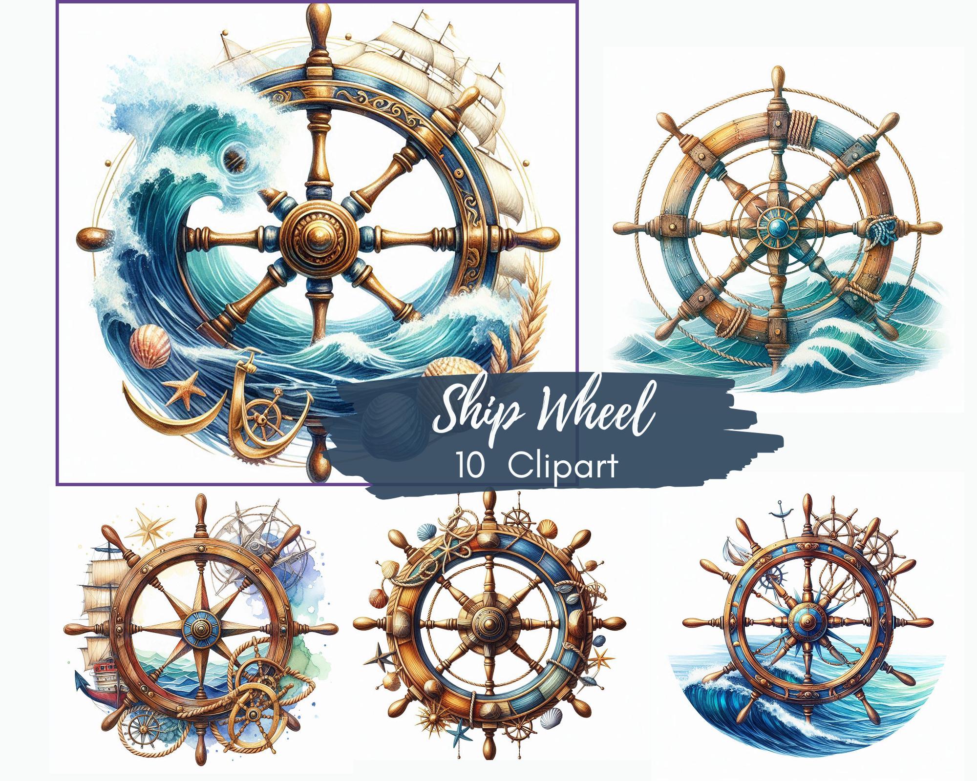 10 JPG Ship Wheel Clipart Bundle, Wheel Clipart, Digital Clipart JPG ...