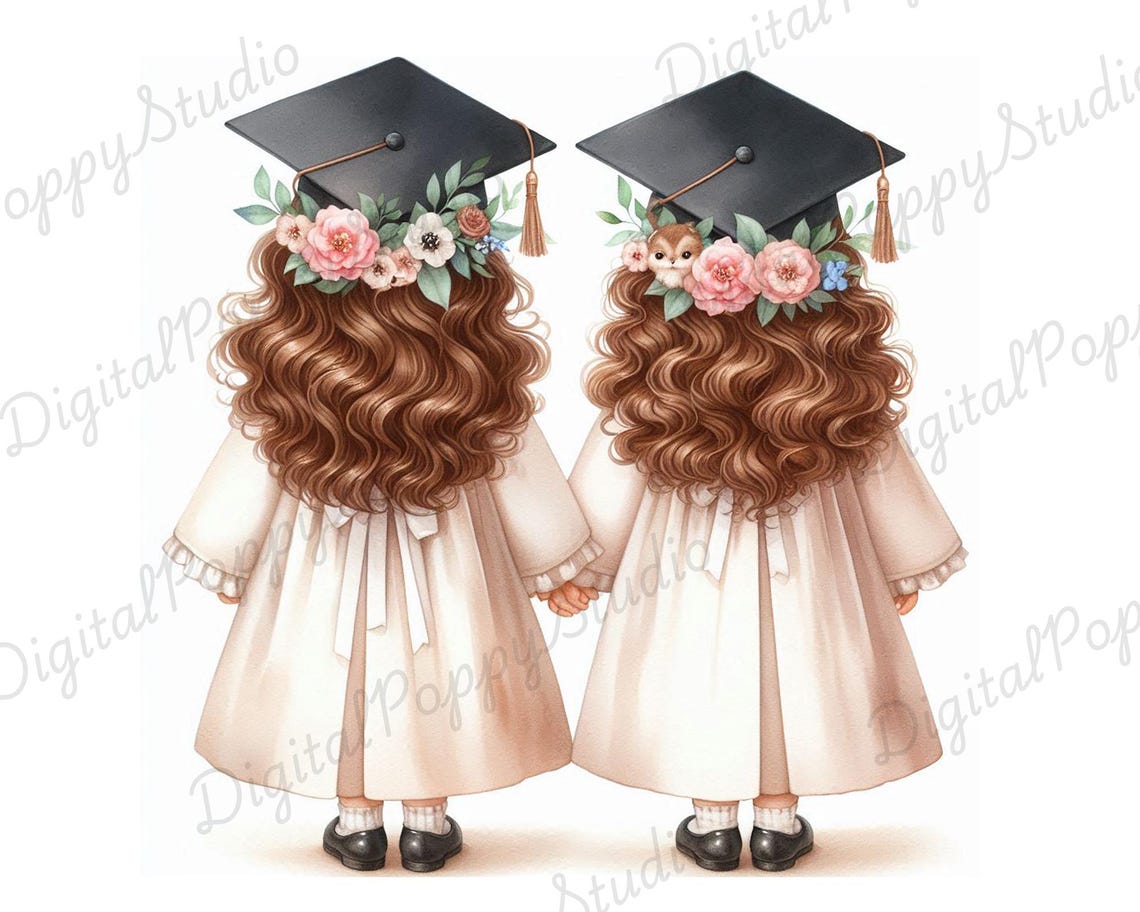 18 Watercolor Graduation Girls Clipart Bundle, Graduation Clipart ...