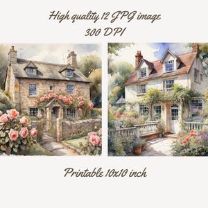 12 Jpg Old British Village Clipart, 12 High Quality Watercolor Jpgs ...