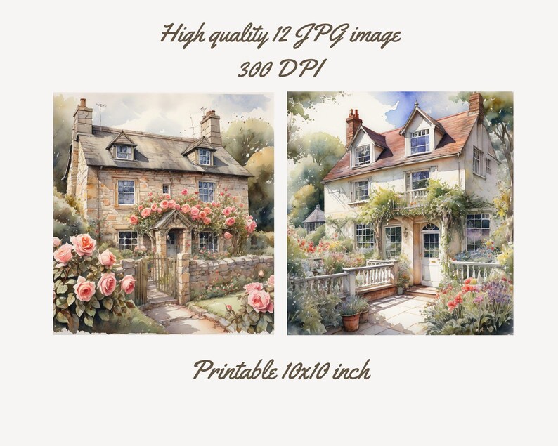 12 Jpg Old British Village Clipart, 12 High Quality Watercolor Jpgs ...