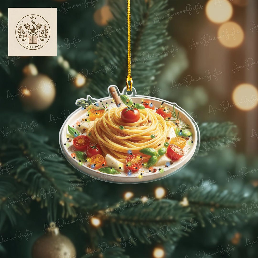 Funny Pasta Plate Ornament, Food Lover Gift, 2D Flat Pasta Ornament ...