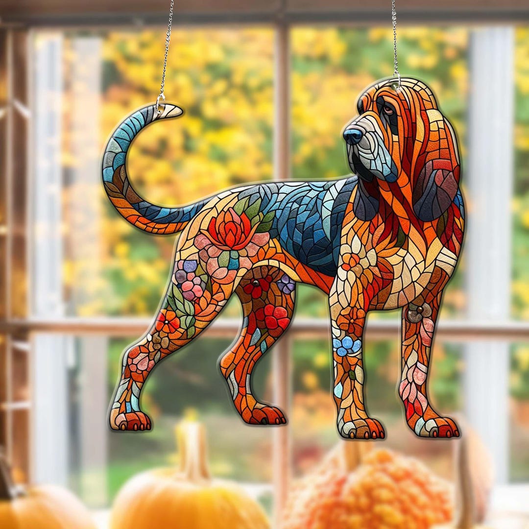 Bloodhound Acrylic Window Hanging, Bloodhound Lovers Gift, Dog Dad Gift ...