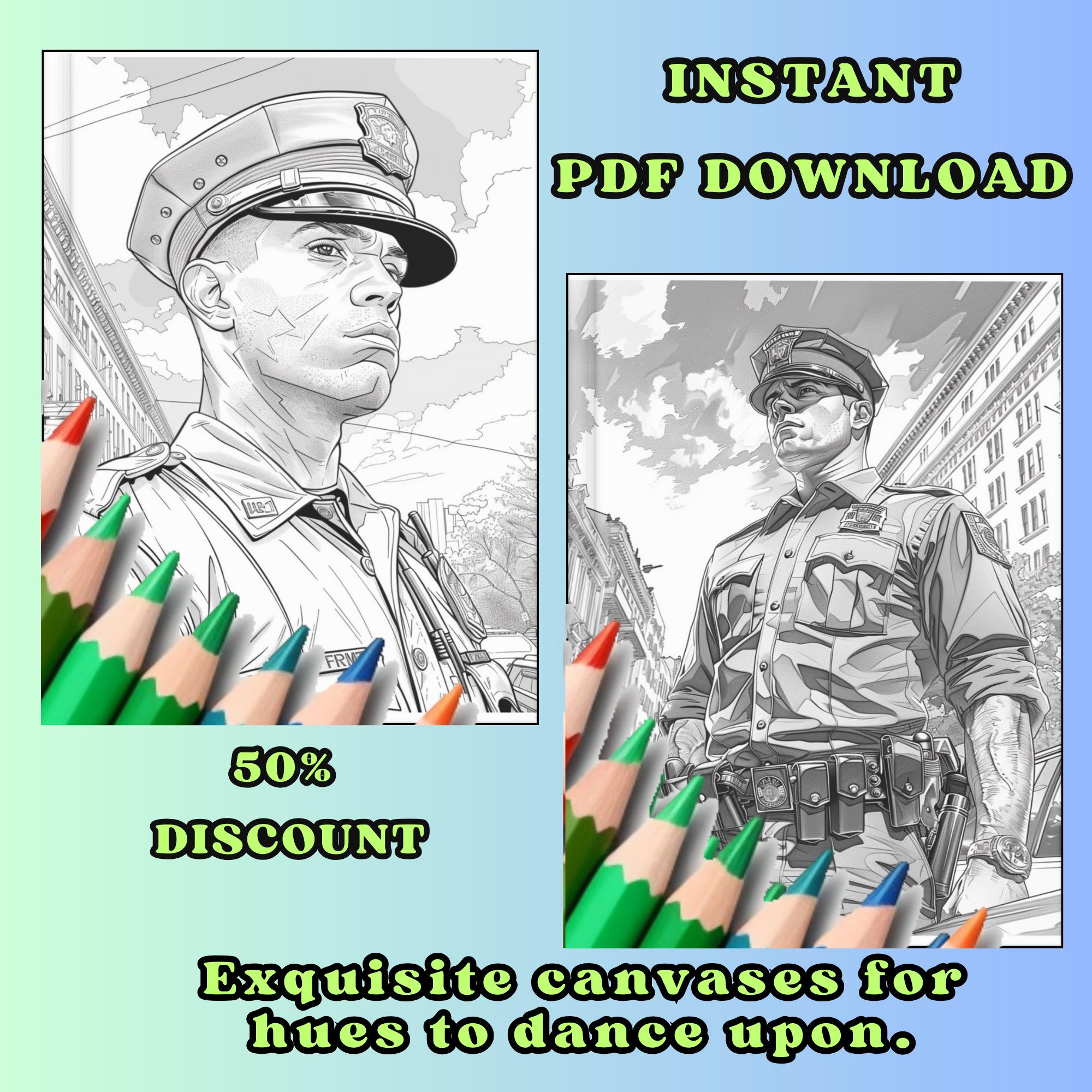 35 Police Coloring Pages, Crime Scene Coloring Book , Army Coloring ...