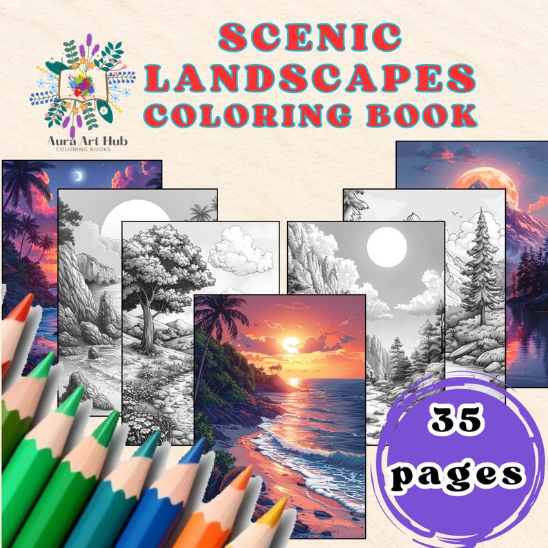 Scenic Landscapes Inspired Coloring Page, Enchanting Landscape Coloring ...