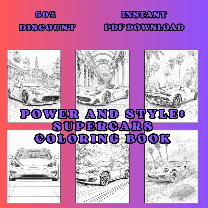 40 Supercars Coloring Page, Cute Cars Kids Coloring Sheets, Porsche ...